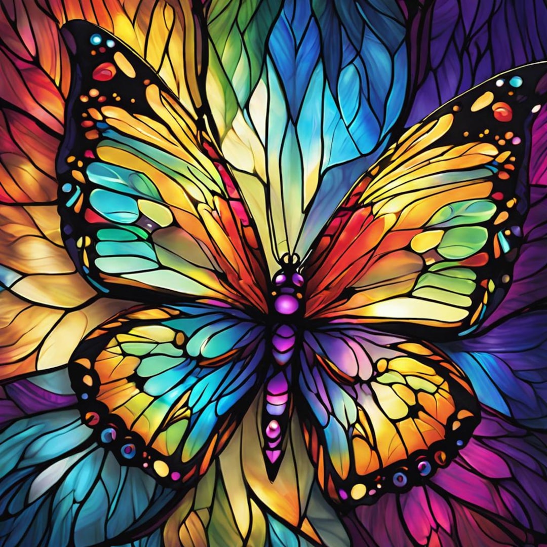 Transformation - Stained Glass Style Butterfly Full Drill DIY Diamond ...