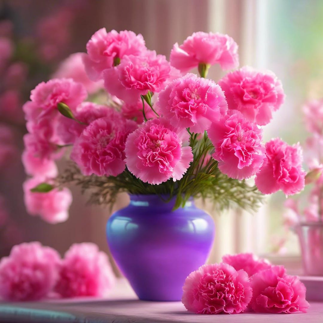 Petal Perfect: A Pink Carnation Paradise DIY Diamond Painting Kit Round ...