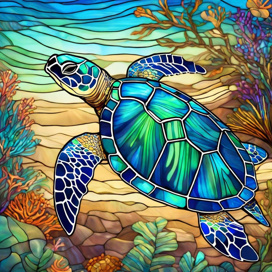 Stained Glass Sea Turtle Full Drill Diamond Painting Kit - Etsy