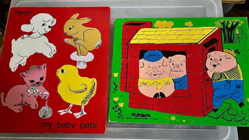 Playskool Puzzles 1960’s - Baby Animals, Three Little Pigs - Etsy
