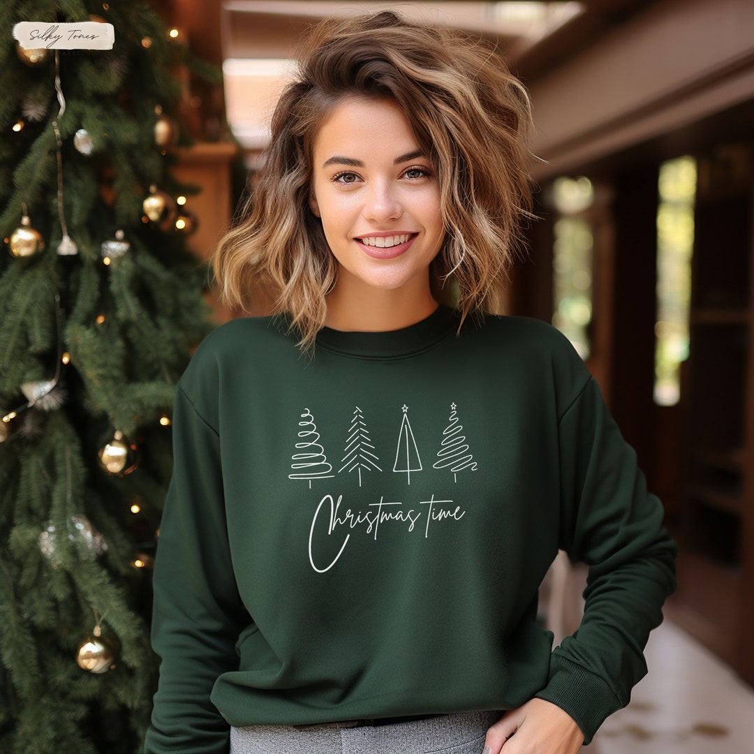 Minimalist Christmas Tree Shirt for Woman, Boho Christmas Shirt for Her ...