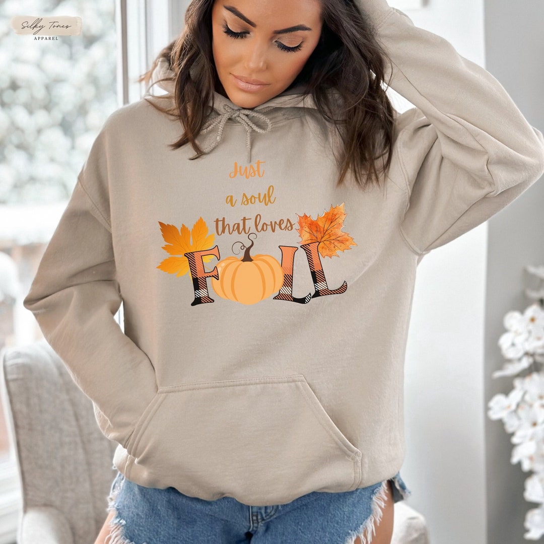Cute Fall Hoodie for Women, Cozy Fall Sweatshirt, Plus Size Autumn ...