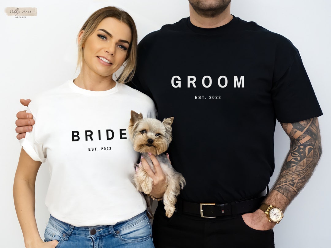 Personalized JGA Matching Couples Shirts Bride & Groom With Date ...