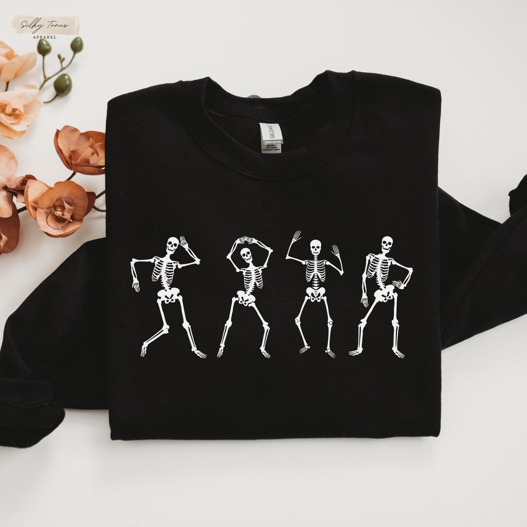 Cute Dancing Skeleton Halloween Crew Neck, Funny Halloween Sweater ...