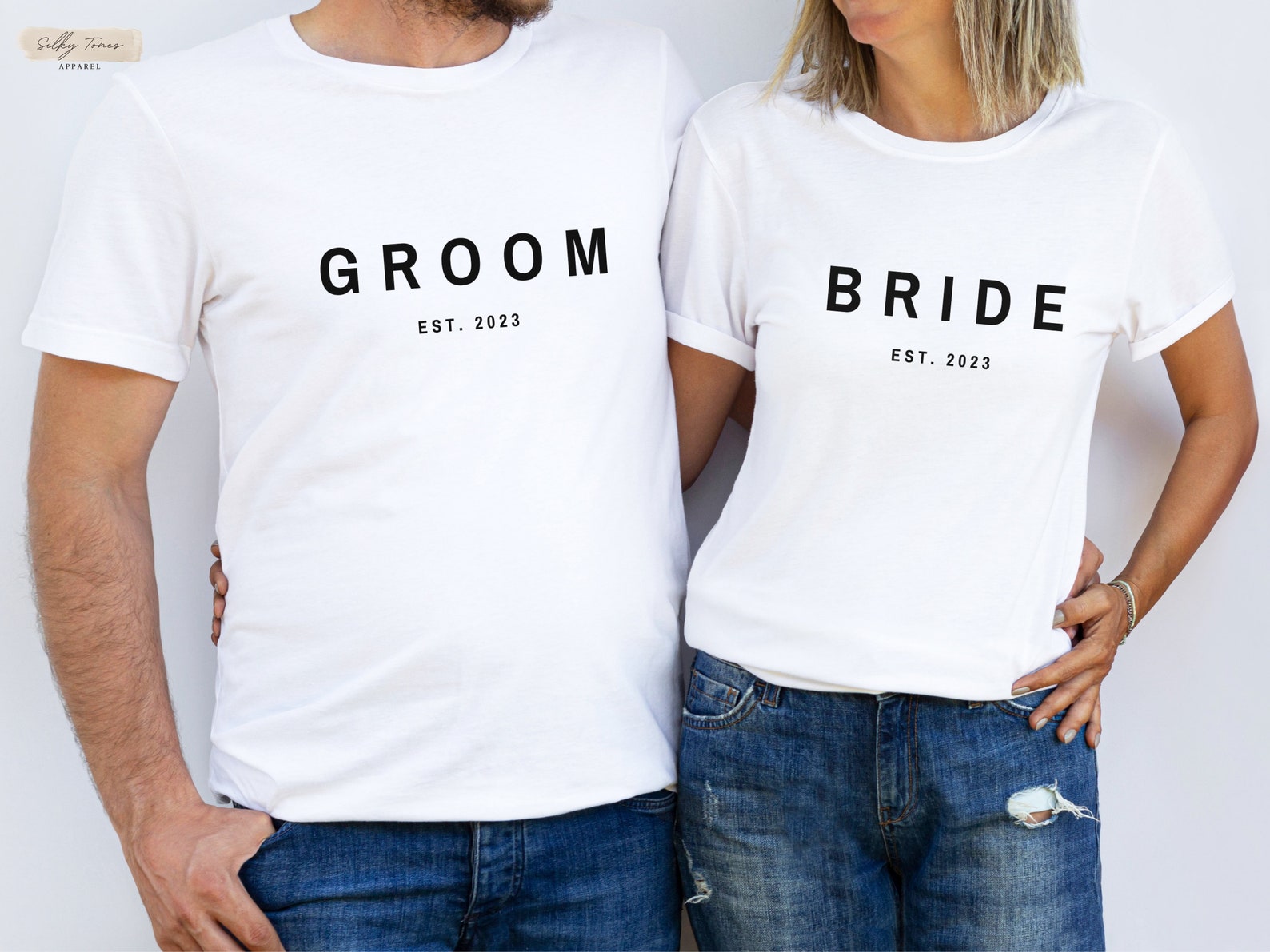 Personalized JGA Matching Couples Shirts Bride & Groom With Date ...