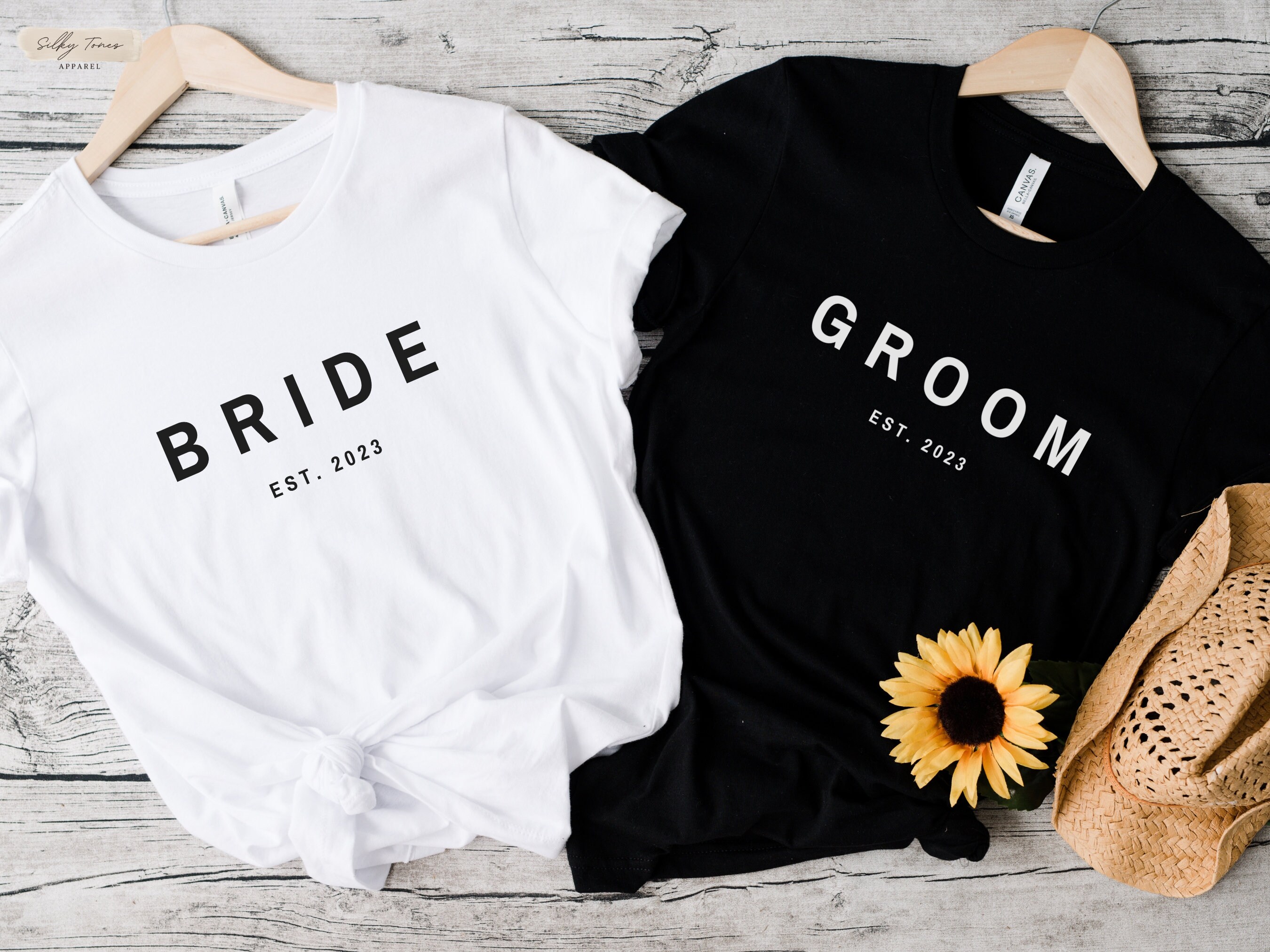 Personalized JGA Matching Couples Shirts Bride & Groom With Date ...