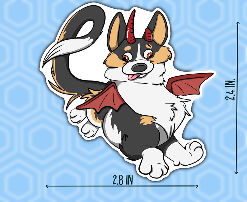 Corgi Dragon Stickers | Set of 4 Unique Dogs - Etsy