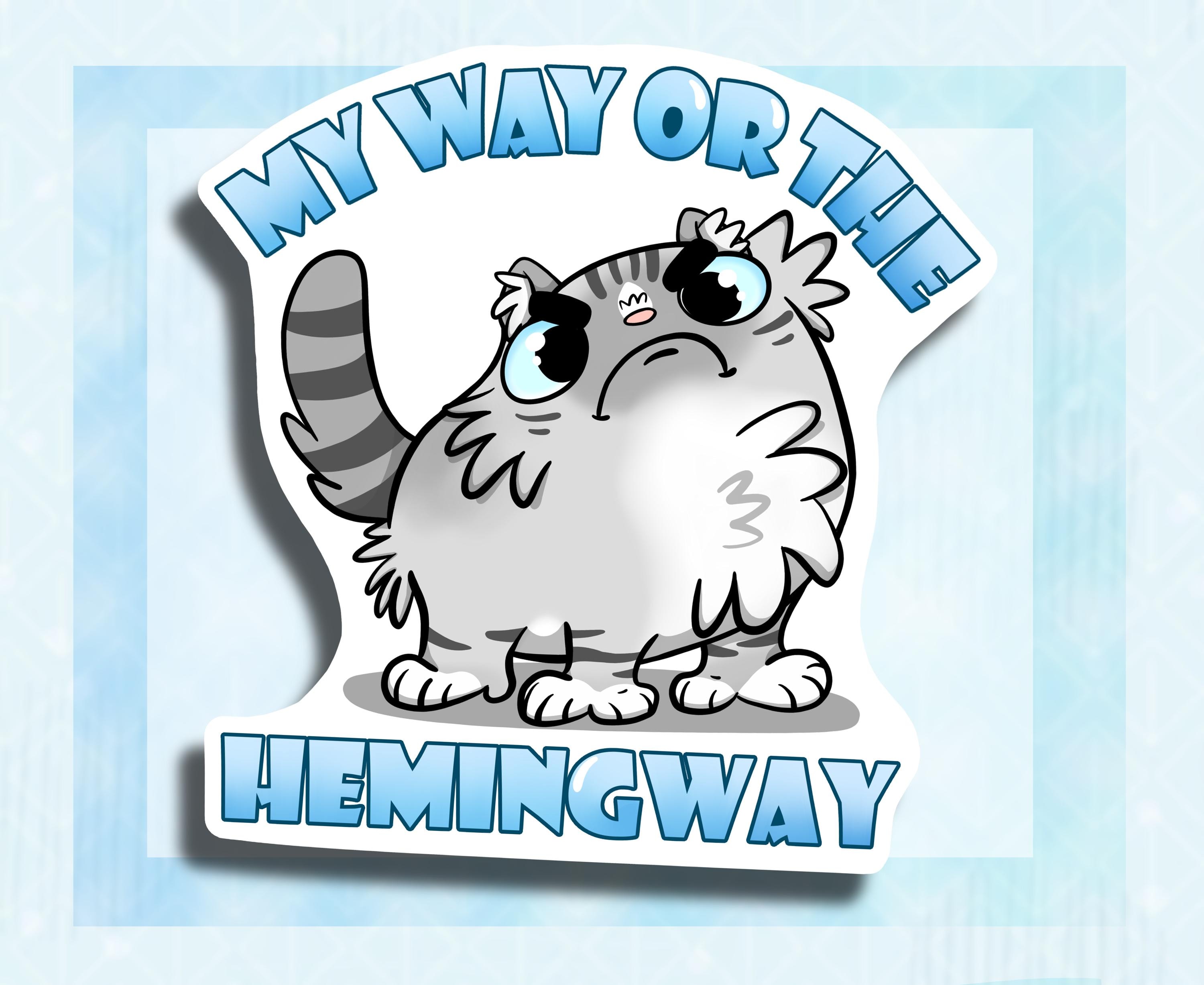 Grumpy Polydactyl Cat Sticker | Hemingway Cat Art - Etsy