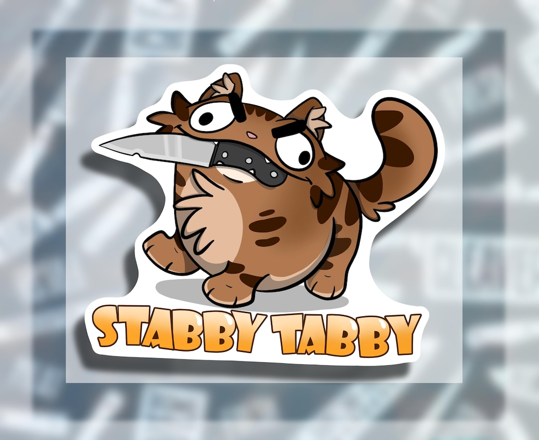 Tabby Cat Sticker || Stabby Tabby - Etsy