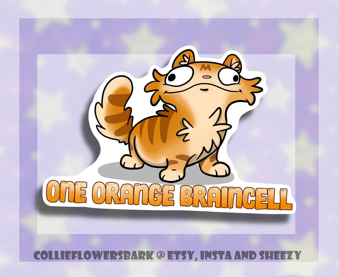 One Orange Brain Cell Sticker || Orange Cat - Etsy
