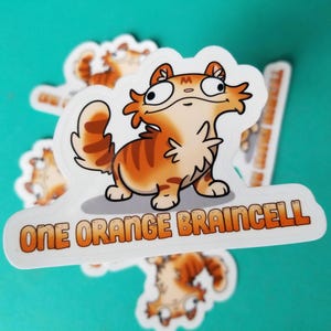 One Orange Brain Cell Sticker || Orange Cat - Etsy