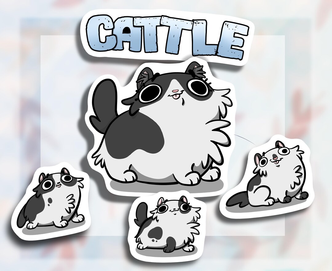 Black and White Cat Sticker Set | Cattle || Cat Humor || Cow Cats - Etsy