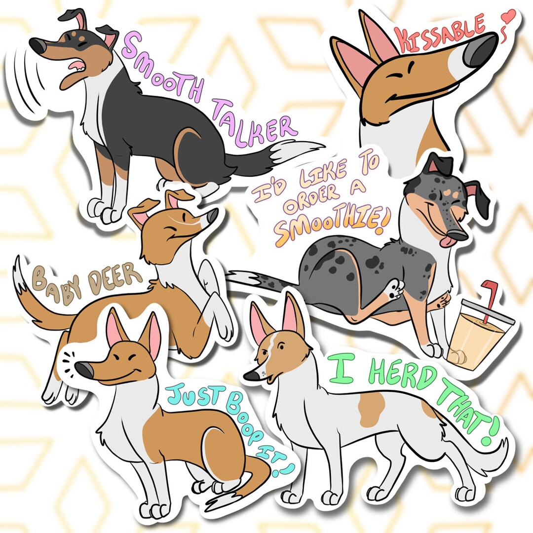 Smooth Collie Sticker Pack || Set of 6 Unique Dogs - Etsy