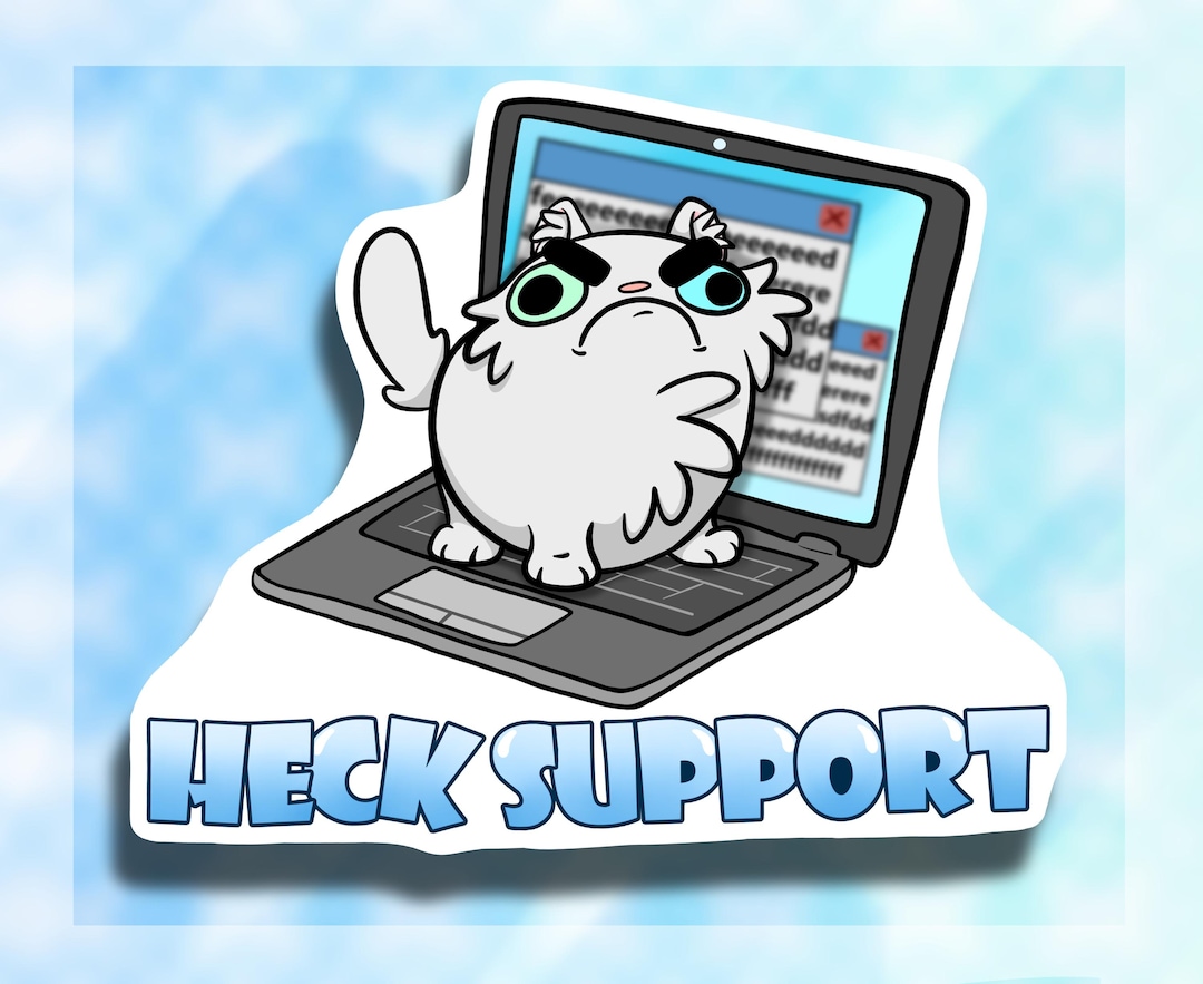White Cat Sticker || Heck Support || Cat Humor - Etsy