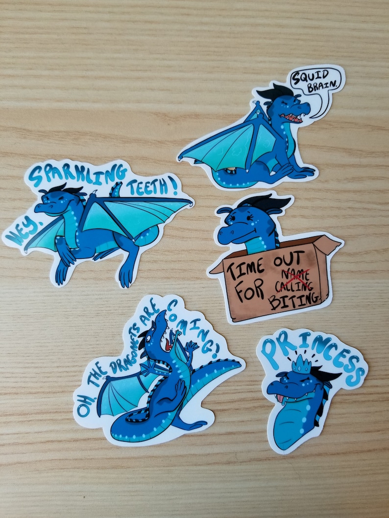 Wings of Fire Tsunami Dragon Sticker Bundle Set of 5 - Etsy