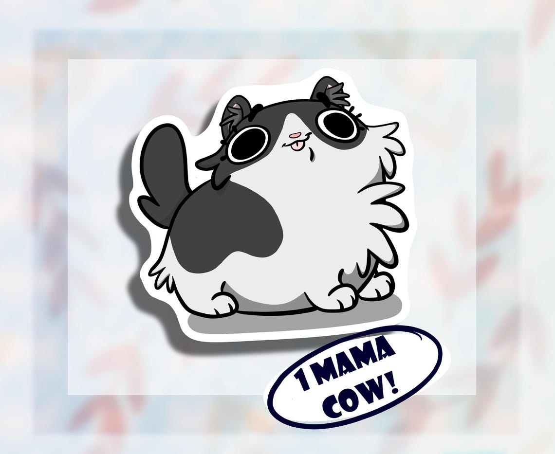 Black and White Cat Sticker Set | Cattle || Cat Humor || Cow Cats - Etsy
