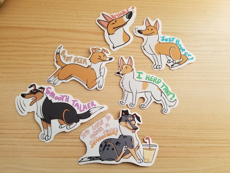 Smooth Collie Sticker Pack || Set of 6 Unique Dogs - Etsy