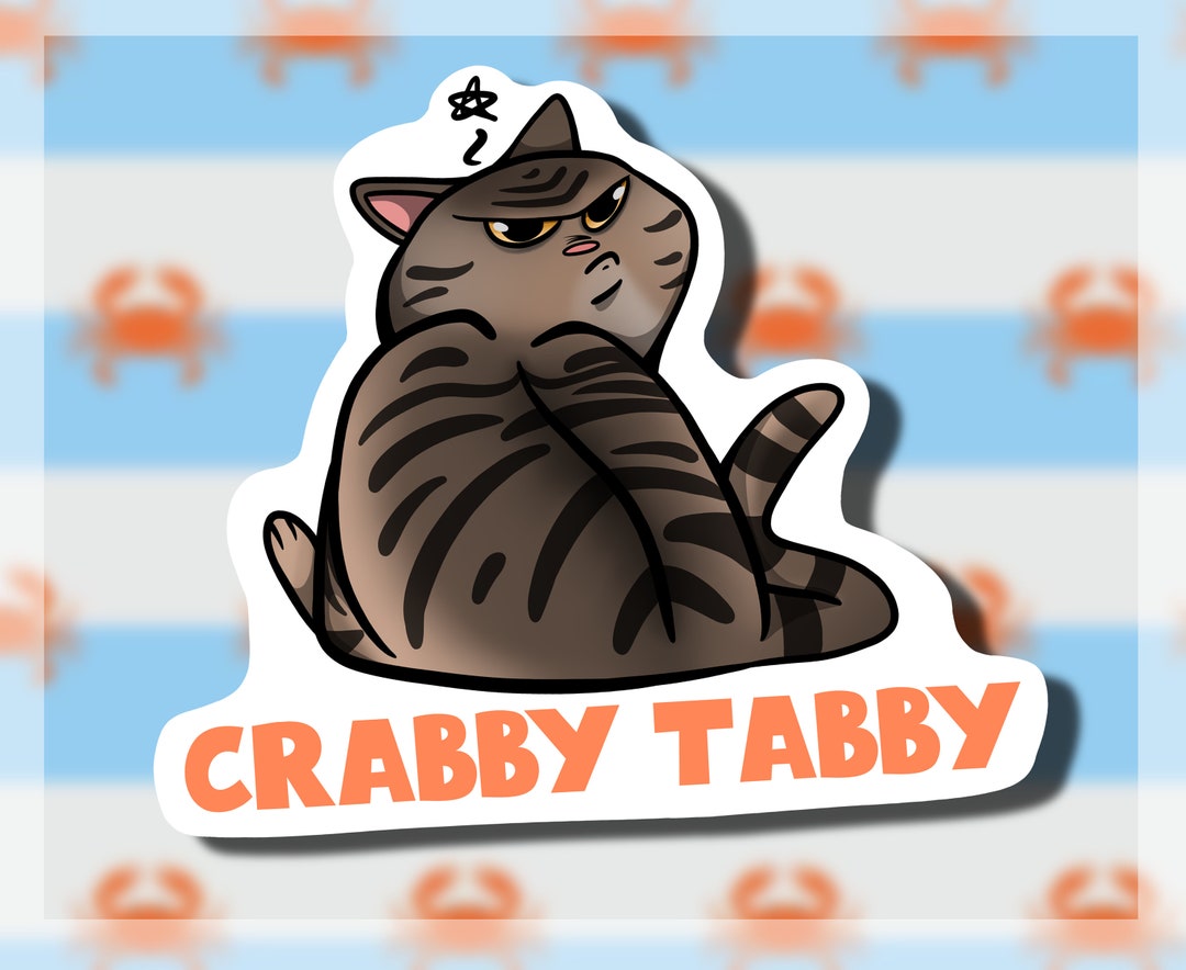 Tabby Cat Sticker || Crabby Tabby - Etsy