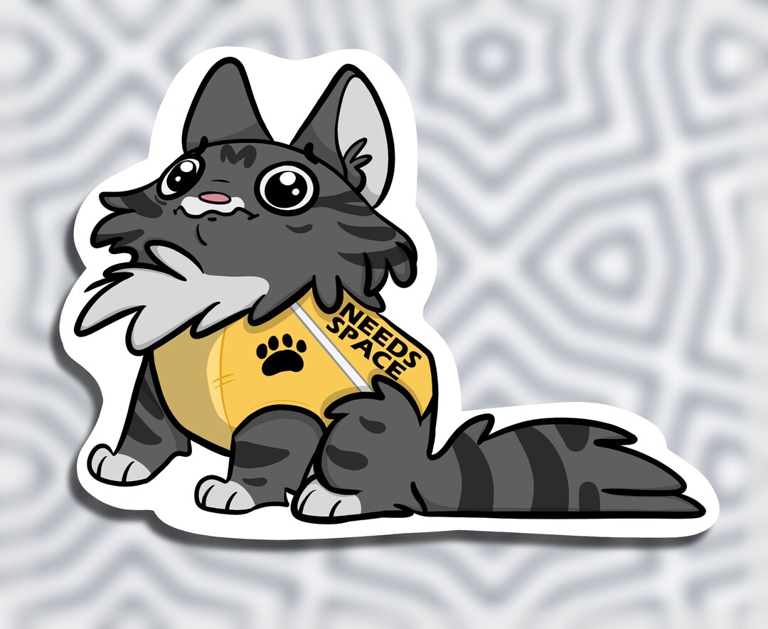 Nervous Kitten Sticker || Needs Space || Anxious Cat - Etsy