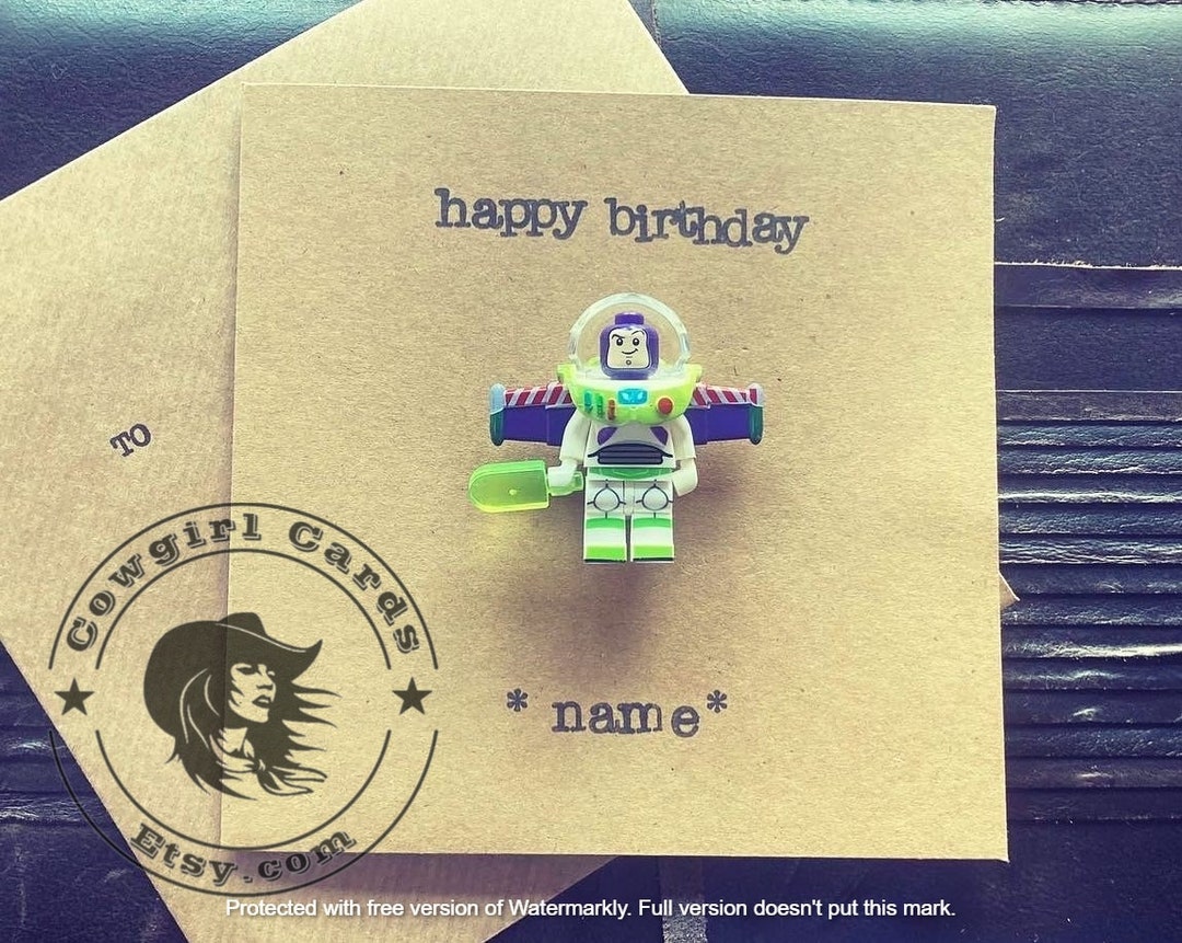 Hand Stamped Minifigure Greeting Card Gift Personalised Happy Birthday ...