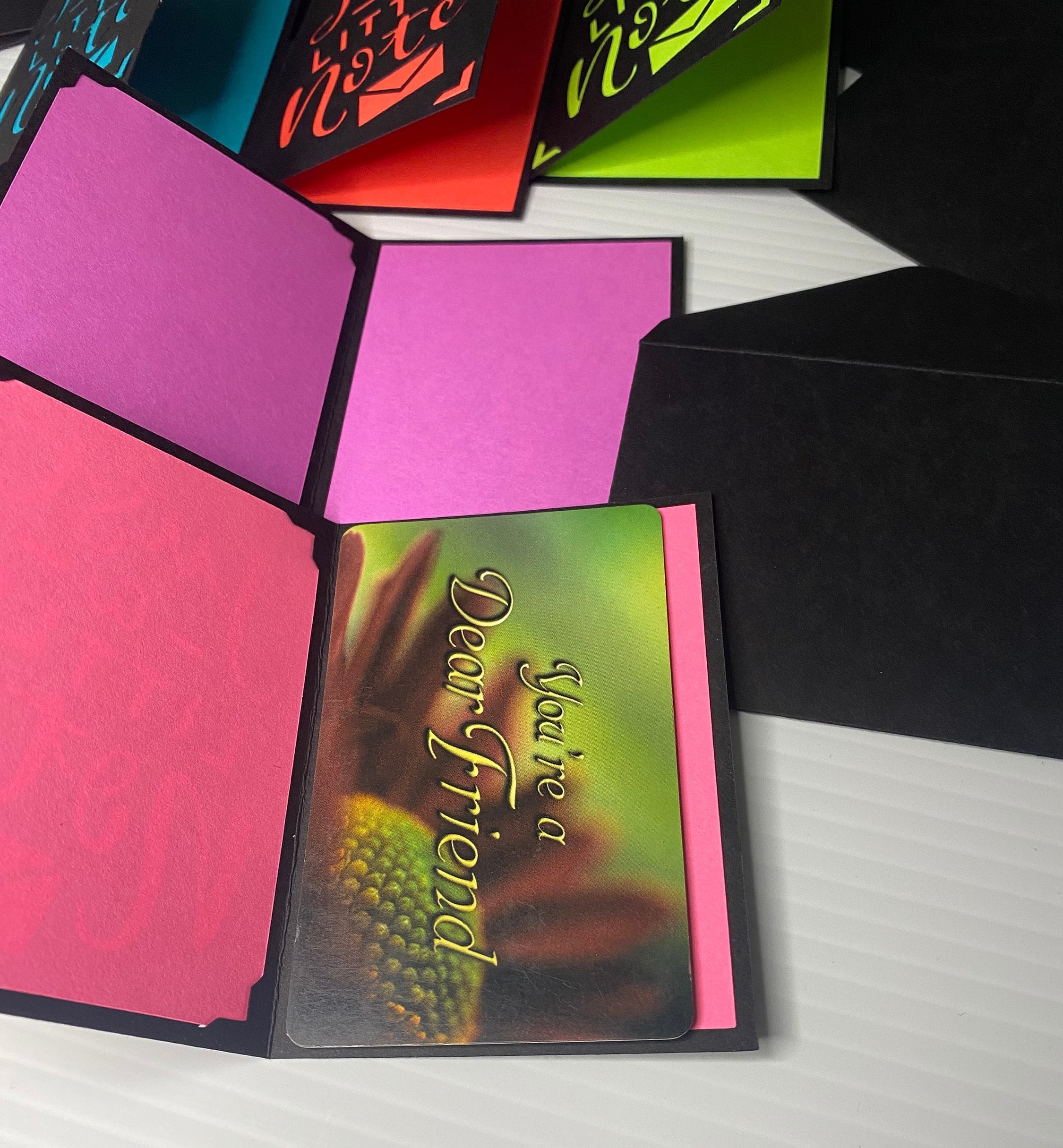 Set of 6 Cute Little Note Cards W/ Matching Black Envelopes just a ...