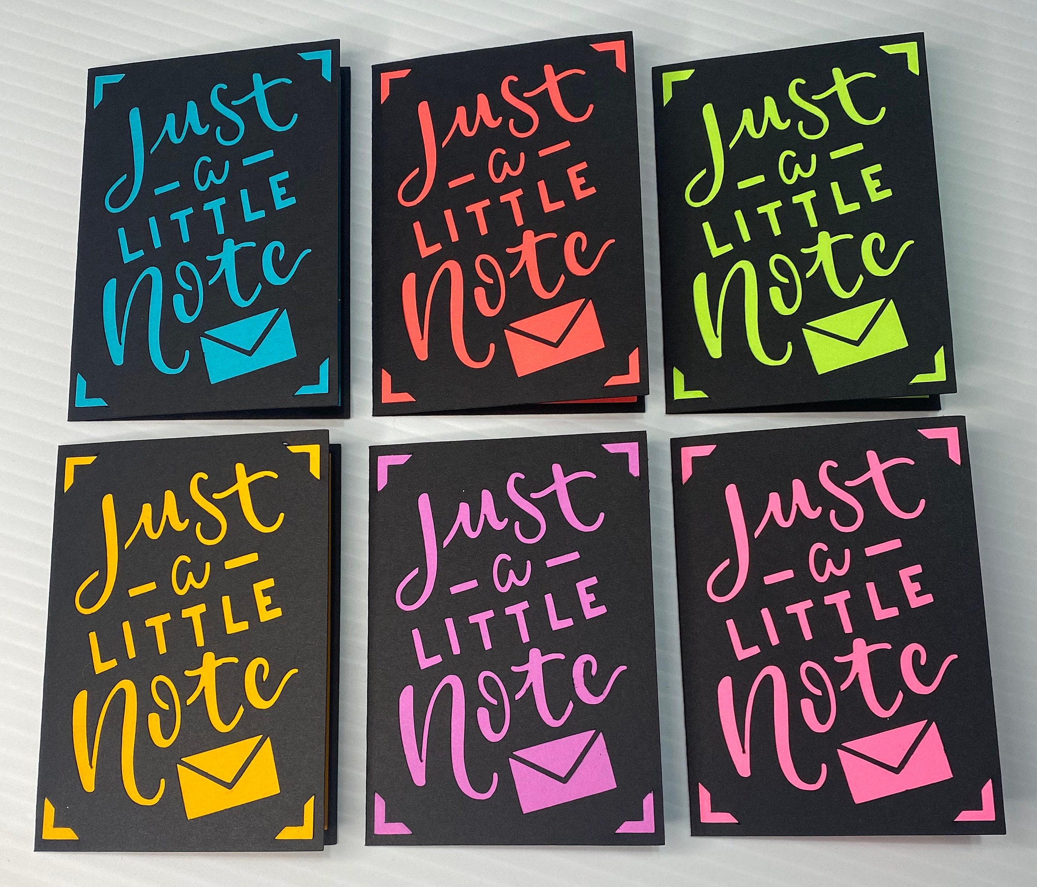 Set of 6 Cute Little Note Cards W/ Matching Black Envelopes just a ...