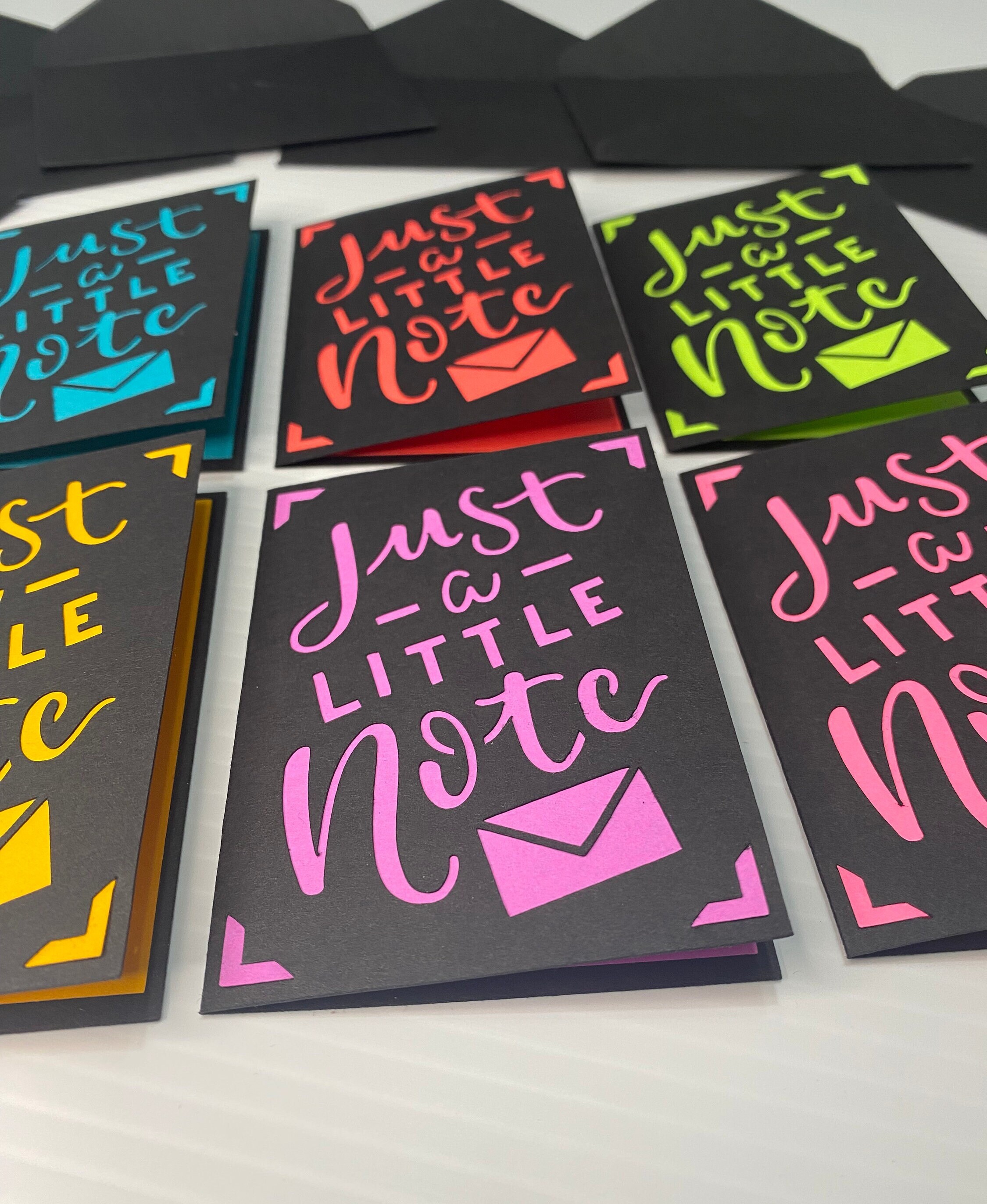 Set of 6 Cute Little Note Cards W/ Matching Black Envelopes just a ...