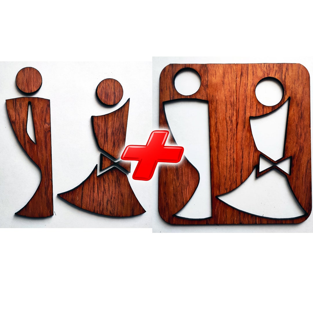 Wooden Men-women TOILET SIGN WC Sign Toilet Panel Door - Etsy
