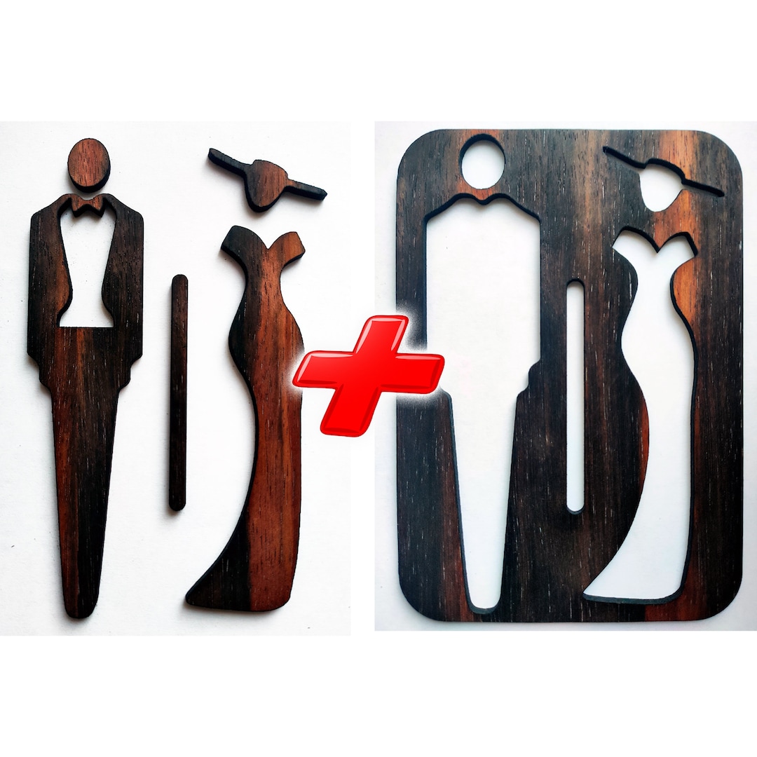 Letrero de WC Hombre-Mujer de Madera, Letrero de WC, Panel de WC, Placa ...