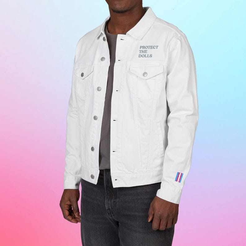 Embroidered Jean Jacket for Trans Ally, Queer Fashion, Trans Pride ...