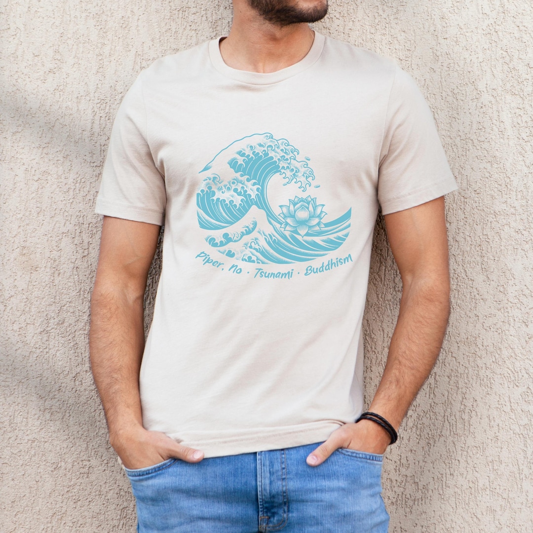 Funny Chaotic Wave Lotus Shirt, Vintage Inspired Nautical Ocean Graphic ...