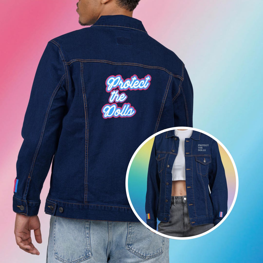 Embroidered Jean Jacket for Trans Ally, Queer Fashion, Trans Pride ...