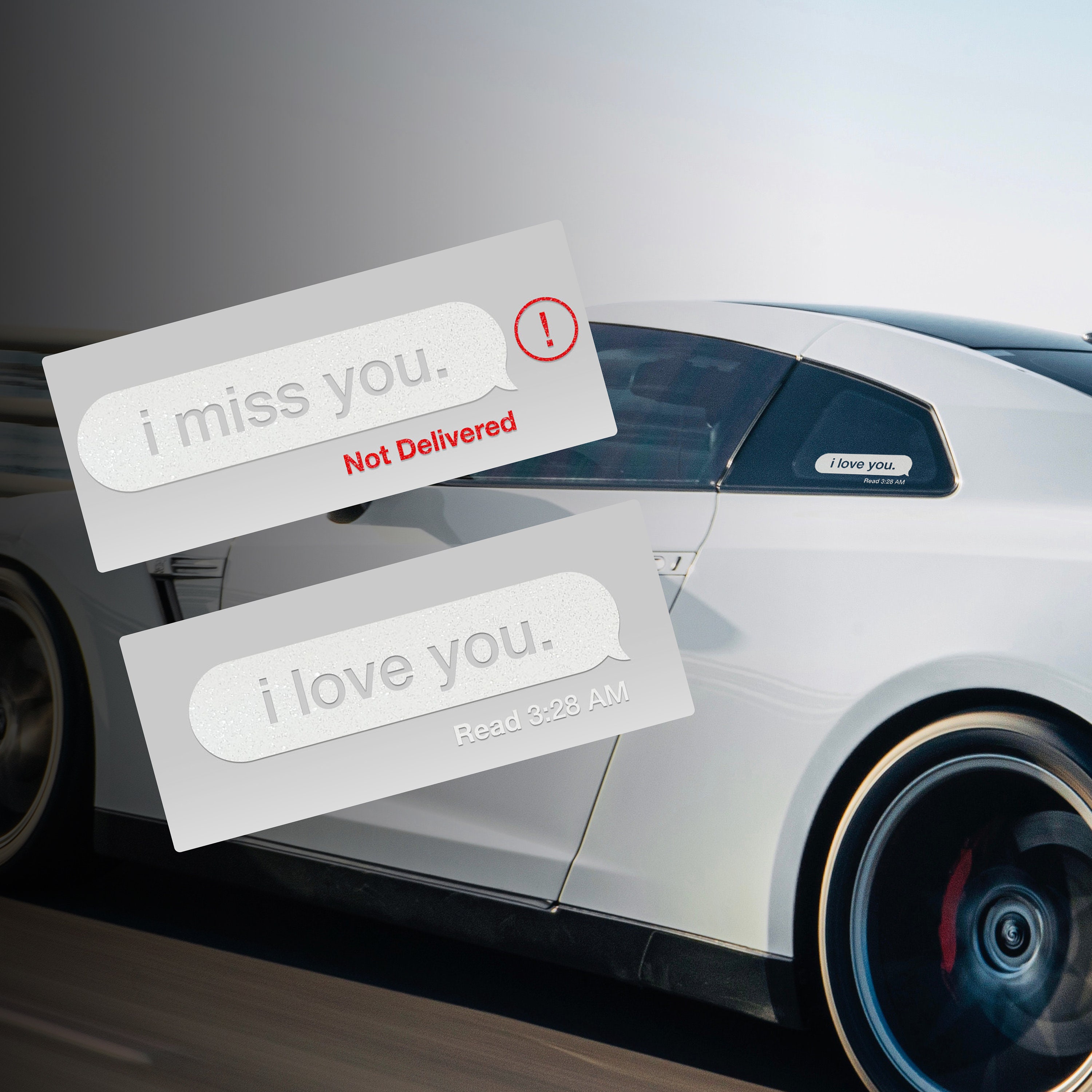 I Miss You / I Love You Unread Text Messages Decal Sad Boy Hours Car ...