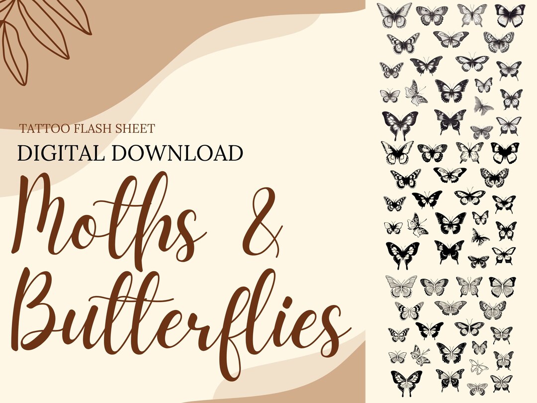 Butterflies and Moths Digital Download Digital Art Tattoo Flash Sheet ...