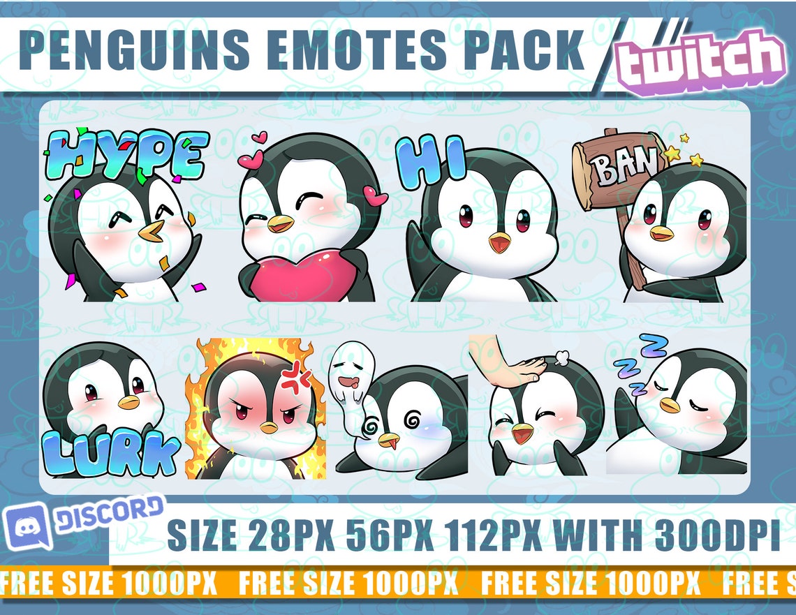 Penguin Emotes, Cute Penguin, Emotes Twitch, Emotes Discord, Chibi ...
