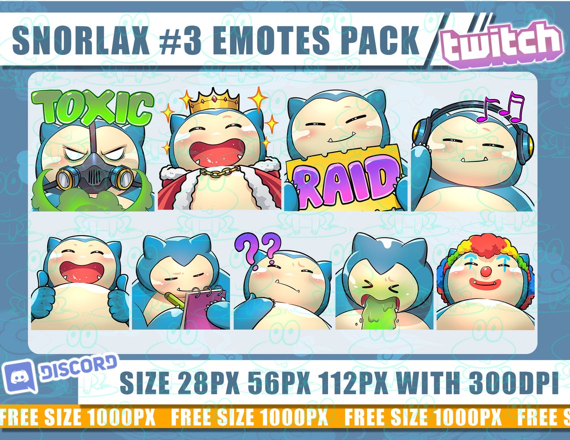 Snorlax Twitch Emotes, Pokemon Emotes, Emotes, Snorlax Cute Emotes ...