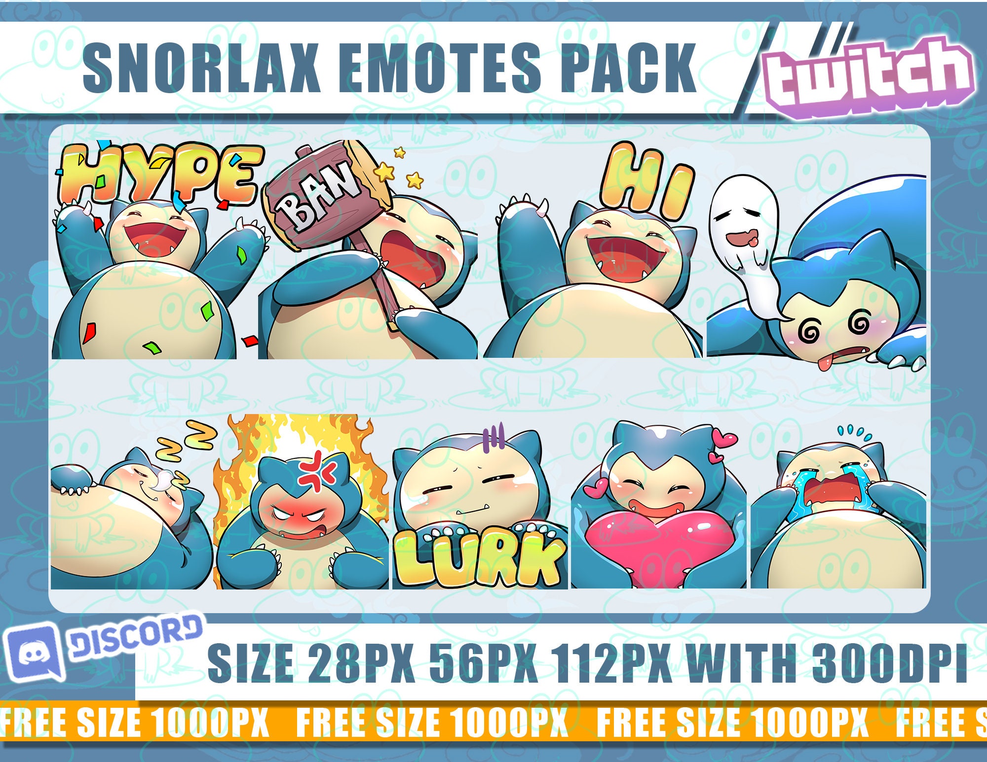 Snorlax Twitch Emotes, Pokemon Emotes, Emotes, Snorlax Cute Emotes ...