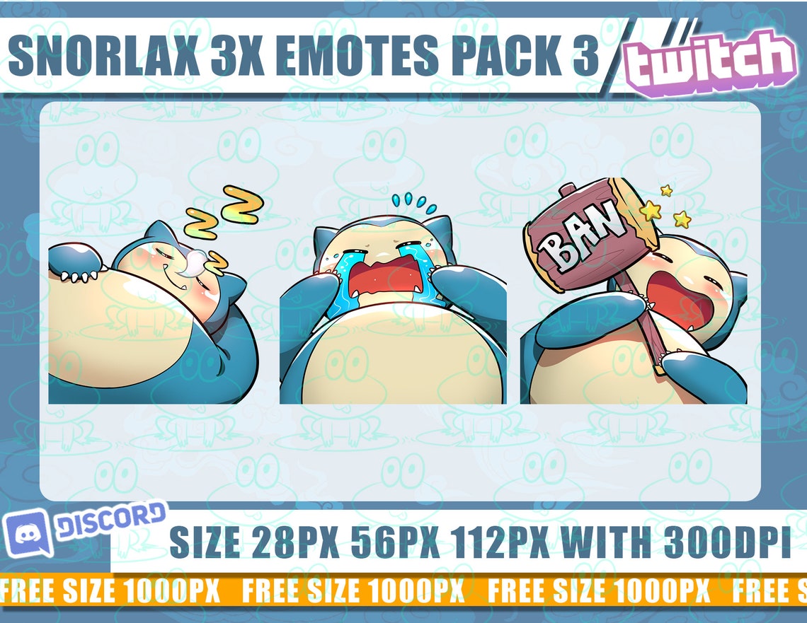 Snorlax Twitch Emotes, Pokemon Emotes, Emotes, Snorlax Cute Emotes ...
