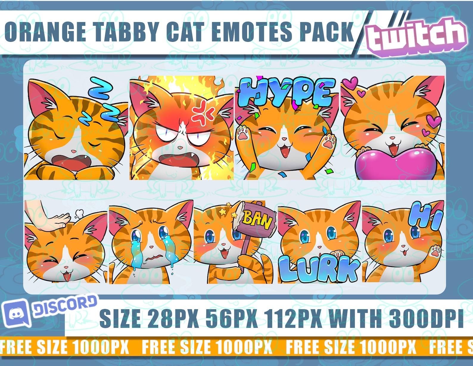 Tabby Cat, Cat Emotes, Cat, Squirtle Cute Emotes, Emotes Bundle, Emote ...