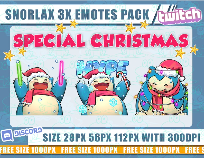 Snorlax Christmas Emotes, Pokemon Emotes,emotes, Snorlax Cute Emotes ...