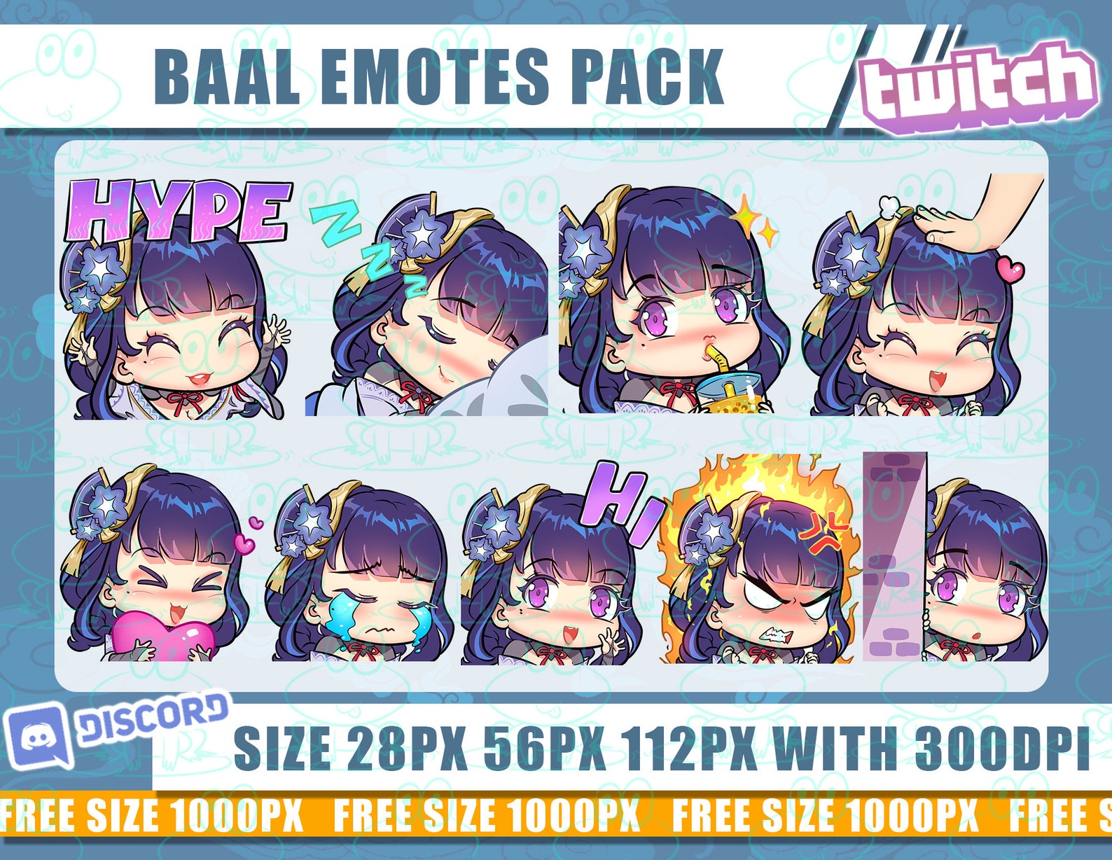 Baal Twitch Emotes, Genshin Impact Emotes, Emotes, Baal Cute Emotes ...