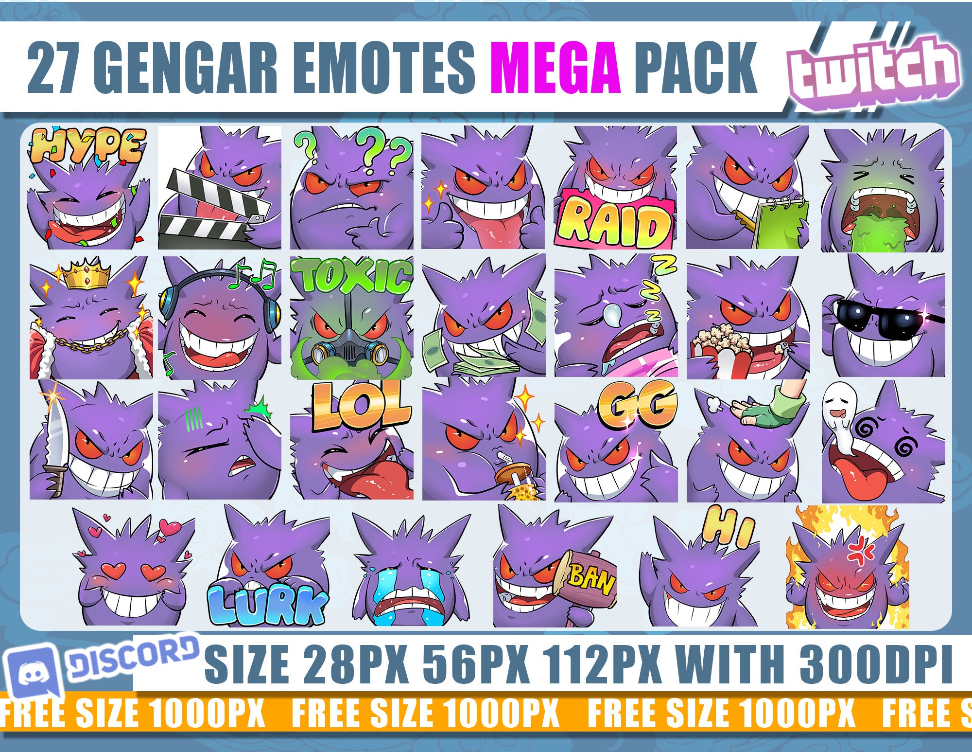 Gengar Twitch Emotes, Pokemon Emotes, Emotes, Gengar Cute Emotes ...
