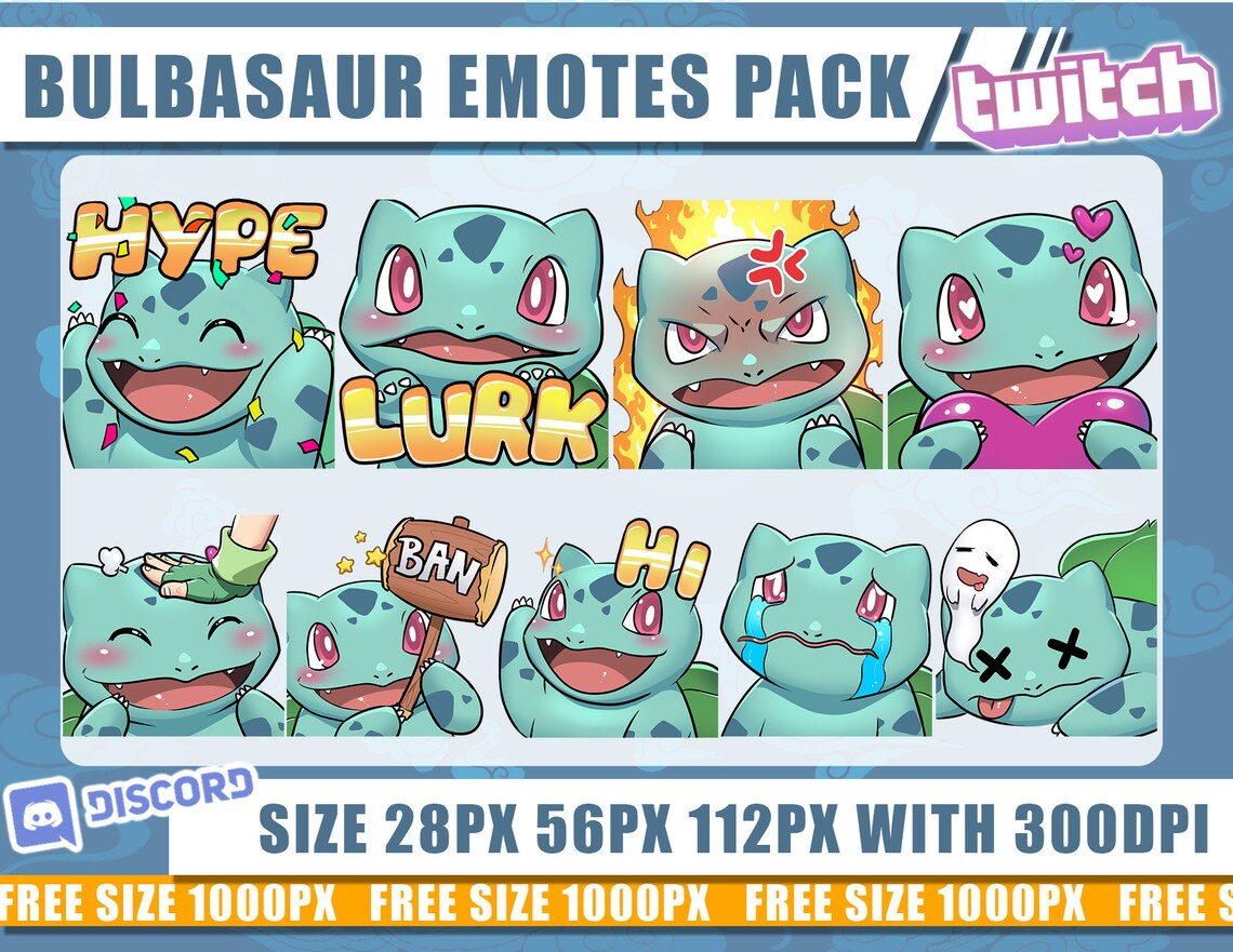 Bulbasaur Twitch Emotes, Pokemon Emotes, Emotes, Bulbasaur Cute Emotes ...
