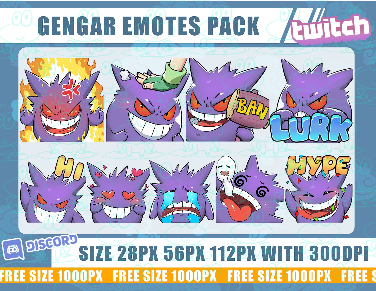 Gengar Twitch Emotes, Pokemon Emotes, Emotes, Gengar Cute Emotes ...
