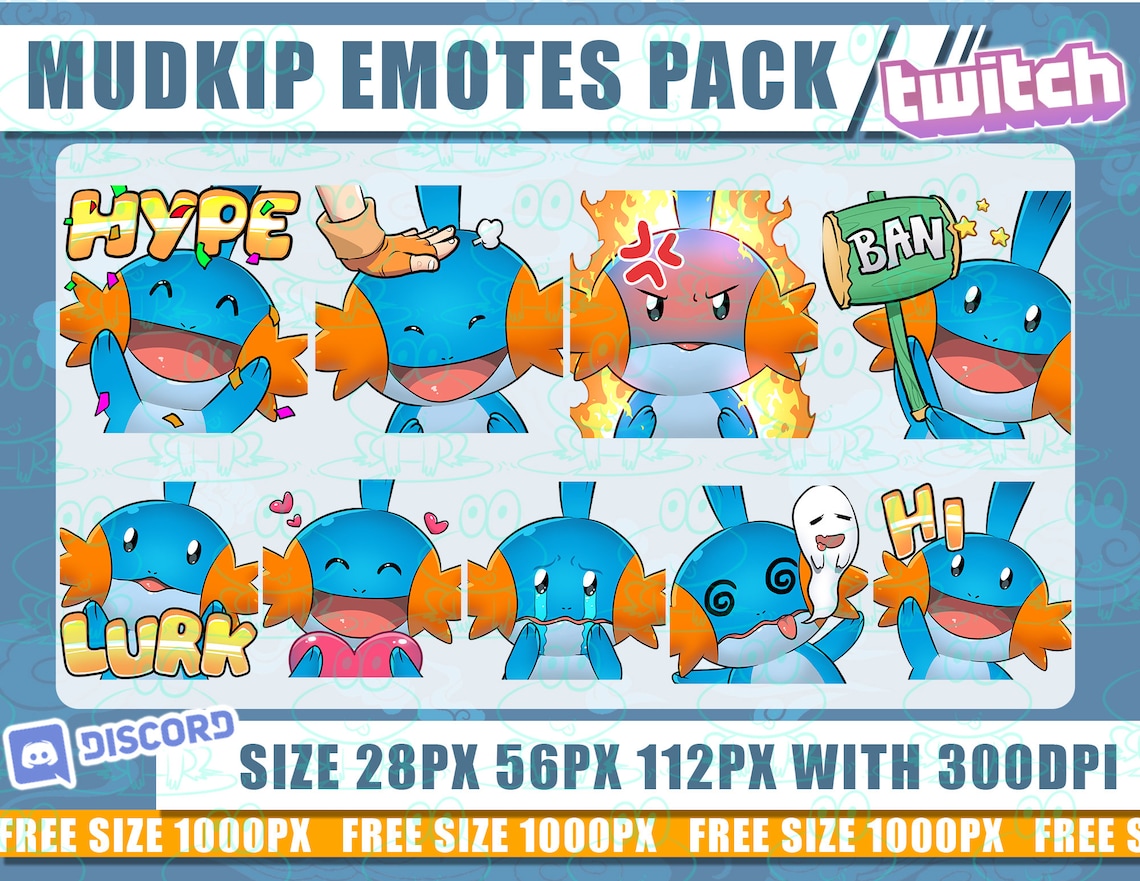 Mudkip Twitch Emotes, Pokemon Emotes, Emotes, Mudkip Cute Emotes ...