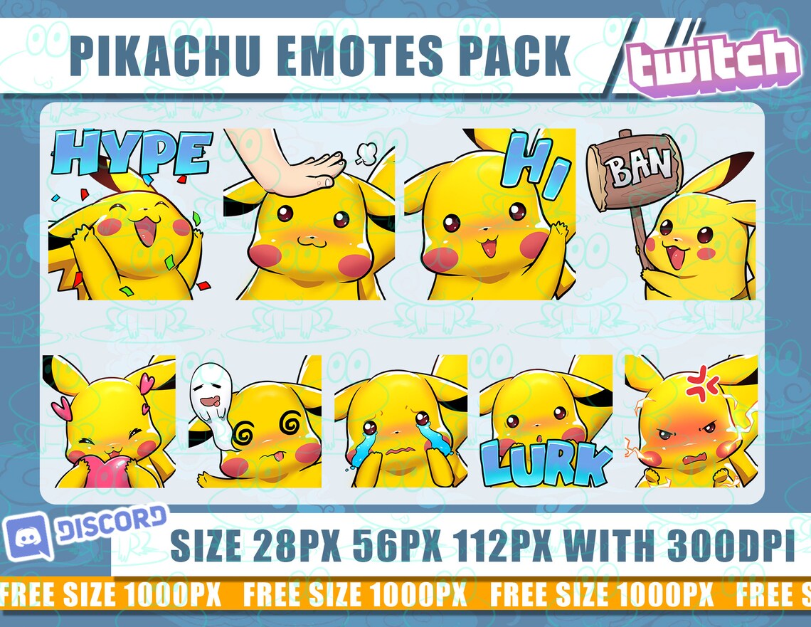 Pikachu Twitch Emotes, Pokemon Emotes, Emotes, Pikachu Cute Emotes ...