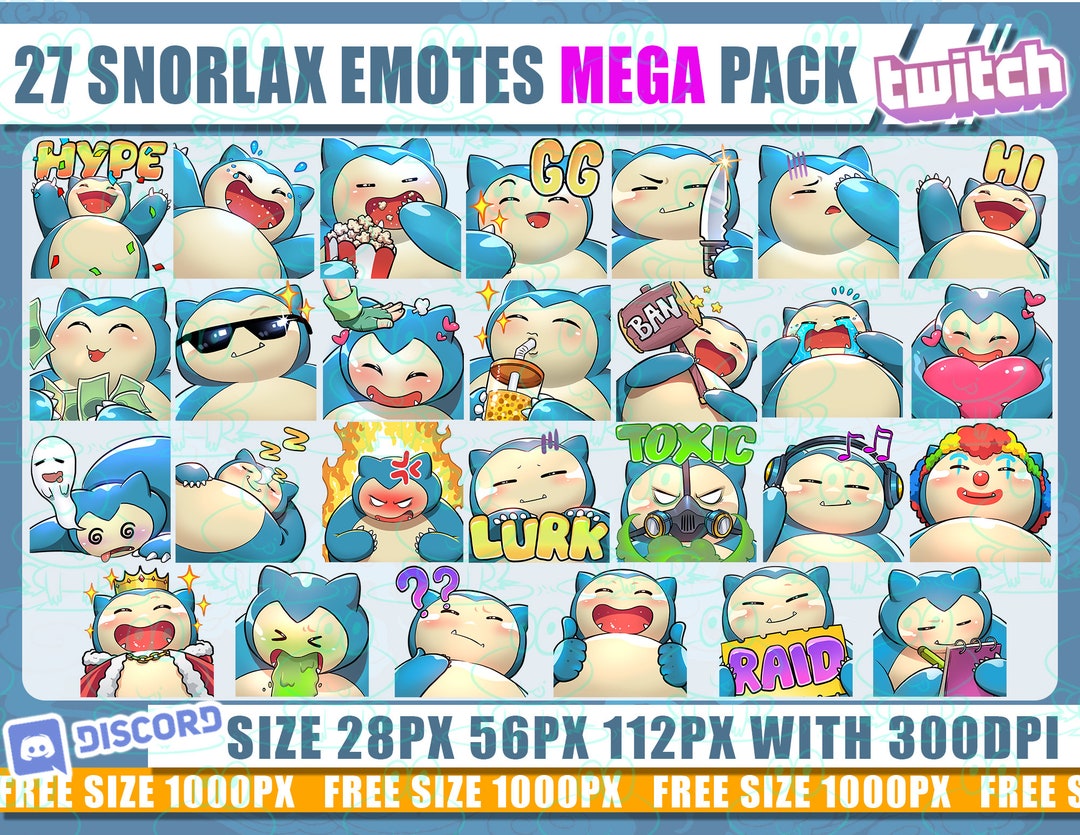 Snorlax Twitch Emotes, Pokemon Emotes, Emotes, Snorlax Cute Emotes ...