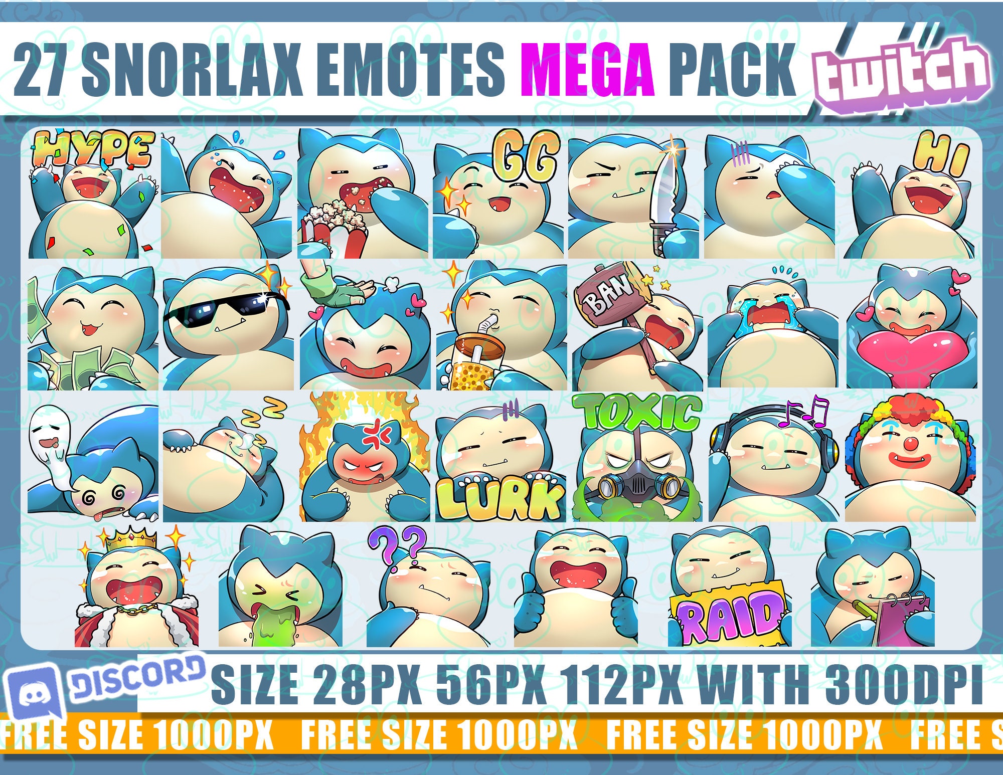 Snorlax Twitch Emotes, Pokemon Emotes, Emotes, Snorlax Cute Emotes ...