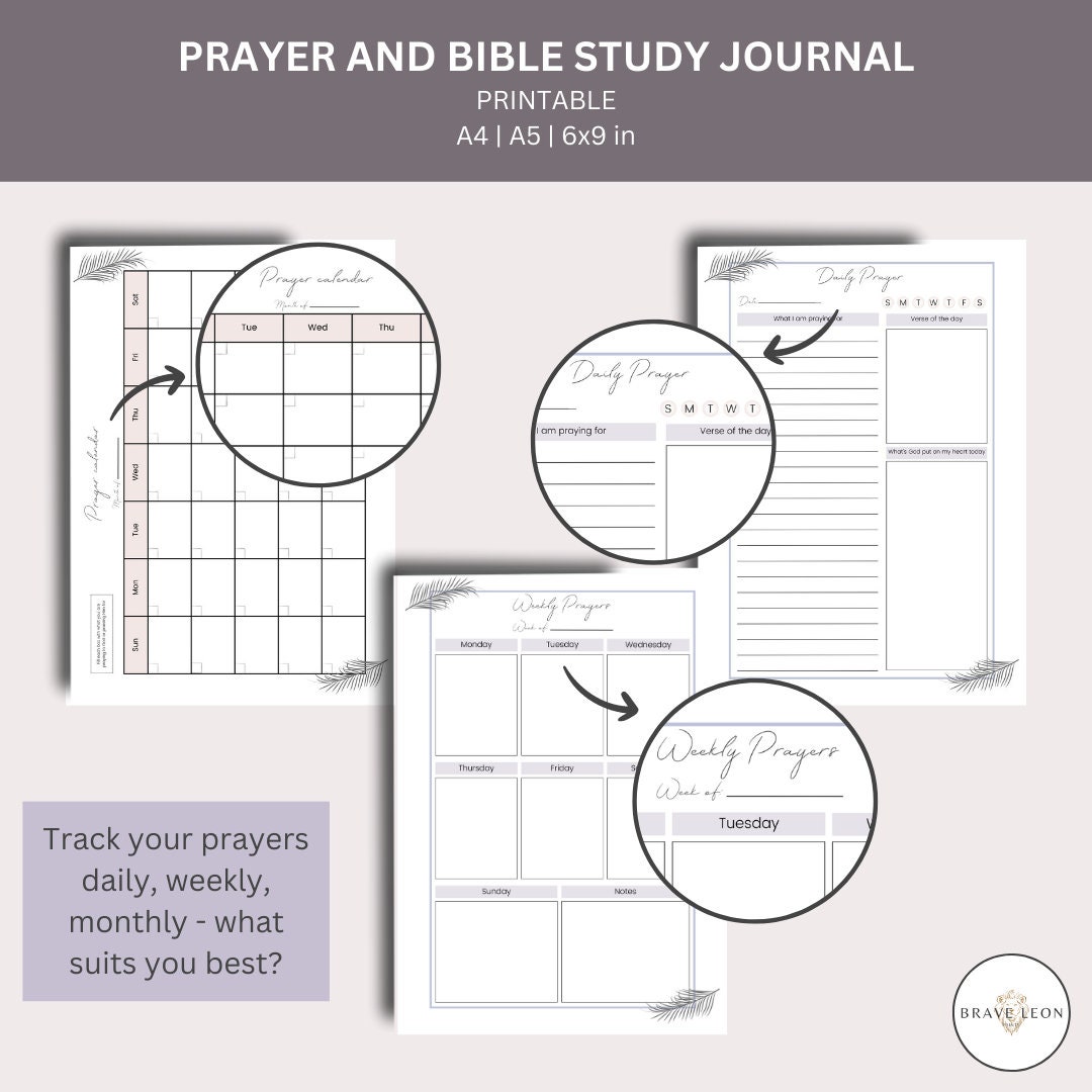 Prayer Journal Bible Study Prayer Calendar Gratitude - Etsy