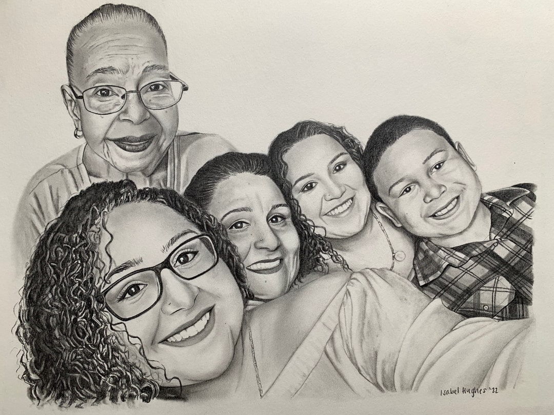 Pencil Portrait, Pencil Drawing, Family Portrait, Custom Art, Art From ...